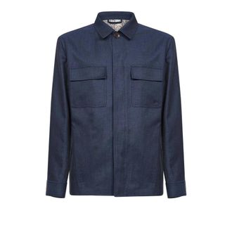 Etro Woll- und Leinen-Shacket - - Jackets - Herren - Blau - L