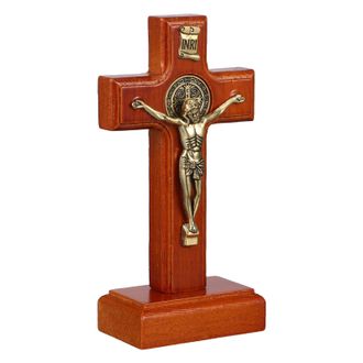 Valiclud Katholisches Jesus Wandkreuz Tischdekoration Jesus Kreuz Holzkreuz Hellbraun