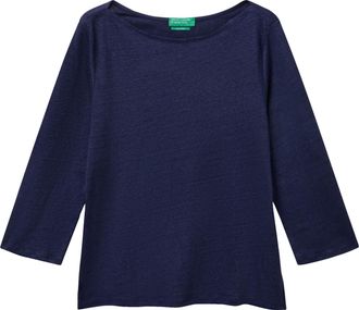 Benetton Damen M/L 37ujd109x T-Shirt, blau, Small