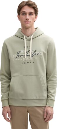 Tom Tailor Herren Hoodie Sweatshirt mit Logo-Print, 15615 - Prairie Grass Green, XXL