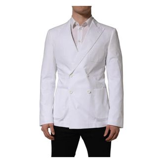 Dolce & Gabbana Baumwoll-Blazerjacke mit doppelter Knopfleiste - - Jackets - Herren - Wei&szlig; - M