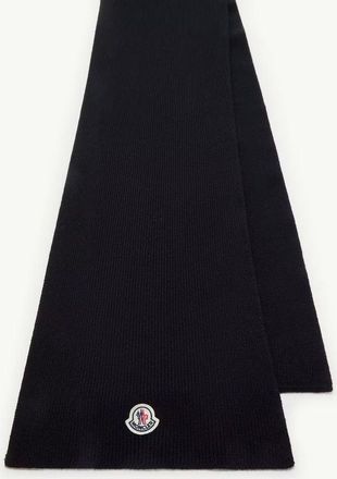 Moncler Ribbed Wool Scarf - Black