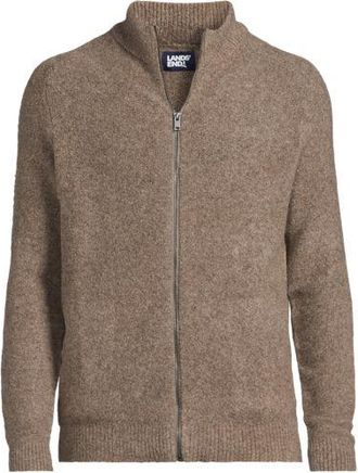 Lands End Weicher, strukturierter Cardigan mit durchg&auml;ngigem Rei&szlig;verschluss, Herren, Gr&ouml;&szlig;e:56-58 regular, Gr&uuml;n, Wolle/Polyester/Polyacryl, by Lands End