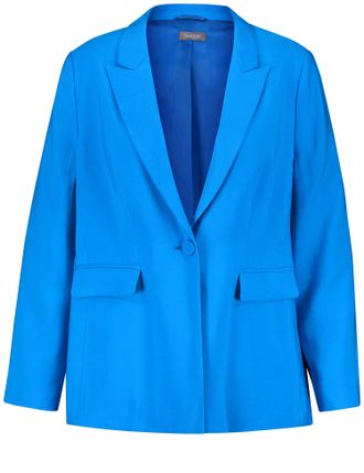 Samoon Damen Blazer mit Pattentaschen Langarm, Armschlitze unifarben Digital Blue 42