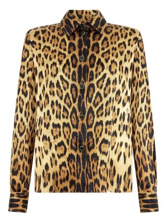 Roberto Cavalli Hemd mit Jaguar-Print - Braun