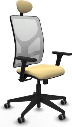 Piqueras y Crespo B&uuml;rostuhl mit 3D-Armlehnen, h&ouml;henverstellbarer Lendenwirbelst&uuml;tze und festem Kopfteil, ausgestattet mit Sincro 3 Positionen und Schneideschaum, Wei&szlig;/C