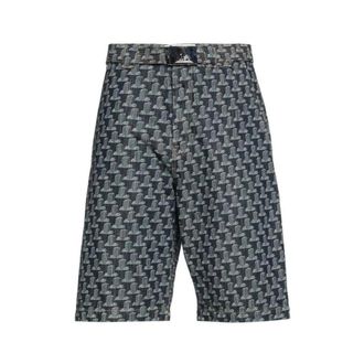 Lanvin Monogramm Bestickte Shorts mit Abnehmbarem G&uuml;rtel - - Shorts - Herren - Blau - W30