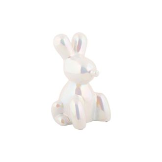 Present Time Ornament Balloon Bunny - Wei&szlig; - 10x9x15cm - Bio - Keramik - Dekoaufsteller - Deko Wohnzimmer & Schlafzimmer Weihnachtsdekoration - Geschenk f&uuml;r sie