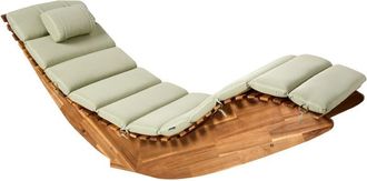 Beliani Sonnenliege mit Kissen BRESCIA PREMIUM Akazienholz Hellgrün