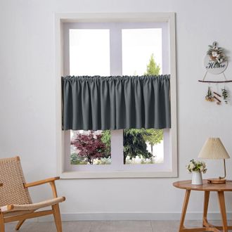 ICEGREY Blickdichte Scheibengardinen Privatsph&auml;re Vorhang Fenstervorhang f&uuml;r Kurzfenster Einfarbig Gardine f&uuml;r kleine Fenster K&uuml;che Wohnzimmer Caf&egrave; Landhaus