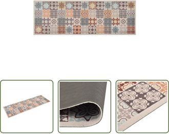 vidaXL Waschbarer Teppich - K&uuml;chenteppich Waschbar Mosaik Mehrfarbig 60x300 cm