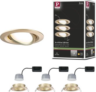 Paulmann 92406 LED Einbauleuchte 3-Step-Dim Nova Coin rund 84mm 50° Coin 3x6W 3x470lm 230V dimmbar 2700K Gold matt