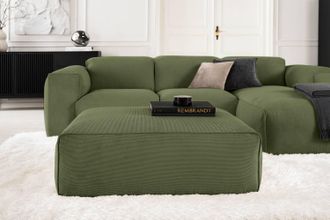 Studio Copenhagen home24 Polsterhocker 81 x 38 x 100cm Grün Cordstoff Snor: Grün