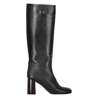 Ferragamo Kalbsleder Stiefel mit runder Zehenpartie - - Shoes - Damen - Schwarzk - 40 EU