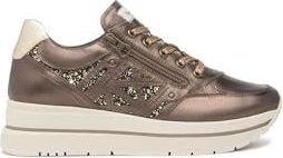 Nero Giardini I514101D Sneakers Femme en Cuir Et Matière Technique - Marron Foncé 36 EU