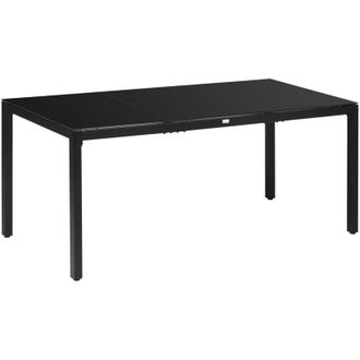 OUTSUNNY Table de jardin rectangulaire 8 personnes dim. 180L x 80l x 72H cm alu. plateau verre tremp&eacute; noir