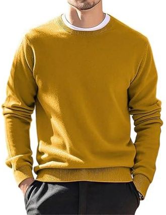 Generic Pull d&eacute;contract&eacute; &agrave; col rond pour homme - Pull en tricot &agrave; manches longues - Solide et d&eacute;contract&eacute;, 198, XXL