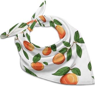 Generic Écharpe carrée en soie orange fruit - Écharpe légère - Aquarelle florale - Écharpe pour cheveux respirante - Cadeau pour femme et homme, multicolore, 