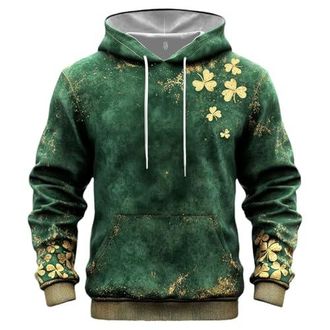 Generico Sweatshirt &agrave; capuche pour homme &agrave; manches longues avec imprim&eacute; 3D pour le festival irlandais, B- vert, 5X-Large