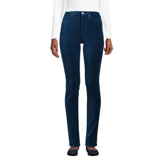 Lands End Slim Fit Samthose High Waist, Damen, Gr&ouml;&szlig;e:40 petite, Blau, Baumwoll-Mischung, by Lands End