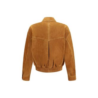 Versace Mens Brown Lamb Ovis Aries Leather Jacket Clothing
