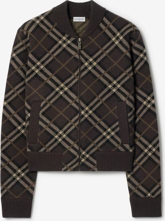 Burberry Bomber en laine et cachemire Check, Size: XS