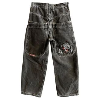 ORANDESIGNE Y2K Streetwear Homme Jeans Baggy Taille Basse Unisexe Pantalon Baggy Pantalon Cargo D&eacute;contract&eacute; Imprim&eacute; Hippie Denim Pantalon M N Noir