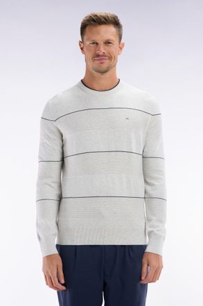 Eden Park Pull Col Rond Cercl&eacute; En Coton Gris