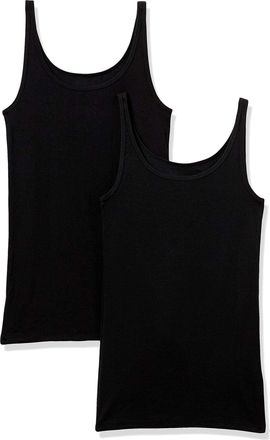 Amazon Essentials Damen Schmal geschnittenes Tanktop mit dünnem Trägern, 2er-Pack, Schwarz, XXL