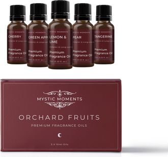 Mystic Moments | Obstgarten-Fr&uuml;chte Duft&ouml;le Geschenk-Starterset | 5 x 10ml Fruit Duft&ouml;le | Cherry, Gr&uuml;ner Apfel, Zitrone & Limette, Birne, Mandarine | Frisches, bele