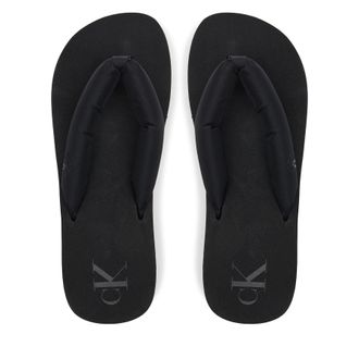 Calvin Klein Jeans Zehentrenner Calvin Klein Jeans Beach Sandal Flatform Ttxr Satin YW0YW01723 Schwarz