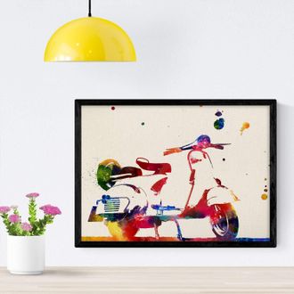 Nacnic Print einzurahmen Vespa Dekorative Graphik für Wand. Vintage Style Sheets. Druck für Bilder Framing Motorrad. Denkwürdiges Geschenk für einen Freund. 