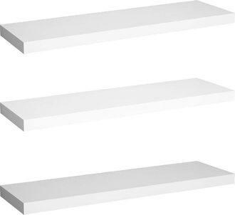 Woltu Lot de 3 Étagère murale cube en bois MDF, Étagère pour livres-CD-DVD, Étagère à fixation invisible, 110x22, 9x3, 8cm, Blanc