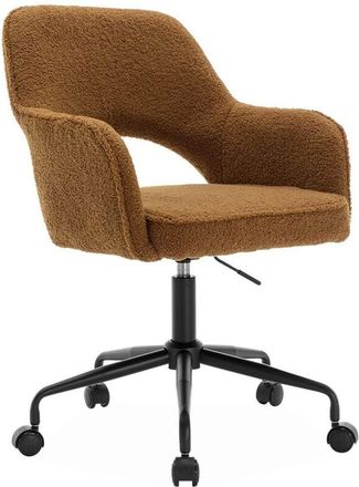 Sweeek Sweeek - Chaise de bureau à roulettes bouclettes ocre. Jim. l 60 x p 62 x h 89 / 99cm