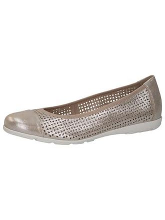 Caprice Caprice Ballerines en Cuir pour Femme avec Motif perfor&eacute;, Taupe m&eacute;tallis&eacute;, 42 EU