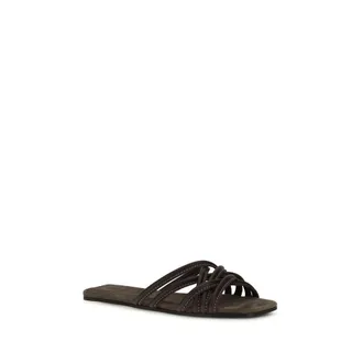 Brunello Cucinelli Womens Brown Calf Leather Bos Taurus Flat Sandals