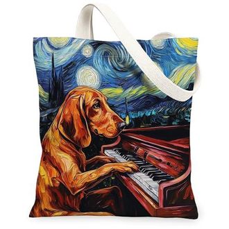 Generic Sac fourre-tout en toile motif chien Bloodhound pour faire du shopping 33 x 38,1 cm, sac d&eacute;picerie r&eacute;utilisable pour femme, animal domestique, chiot, 