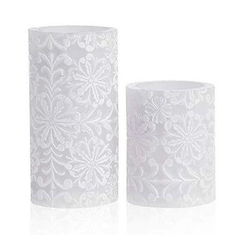 Paulmann Pauleen 48009 Little Lilac Candle Wachskerze 2er Set Echtwachs LED Kerzen, Warmwei&szlig;, flackernde Flamme; Flieder Wei&szlig;