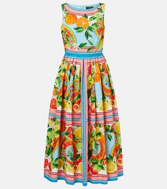 Dolce & Gabbana Bedrucktes Midikleid Taormina aus Baumwolle
