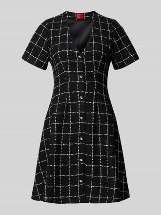 HUGO BOSS Tailliertes Etuikleid mit Gitterkaro-Muster Modell KIKLA