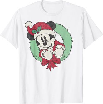 Disney Mickey And Friends Weihnachten Mickey Mouse Wreath T-Shirt