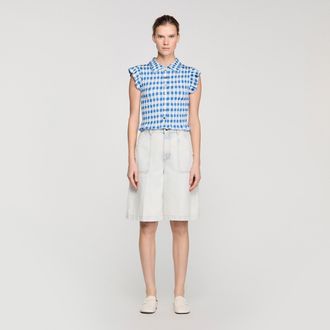 Sandro T-shirt smock&eacute; vichy