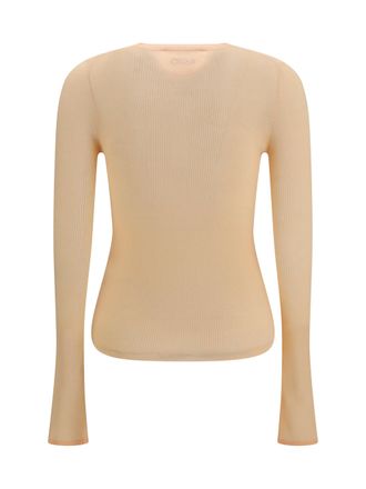 Chlo&eacute; Womens Ribbed Wool Sweater Bleached Orange Ovis Aries