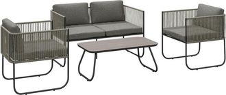 OUTSUNNY Gartenm&ouml;bel Set aus Polyrattan Lounge-Set mit Sofa Sessel Tisch Kissen wetterfest Sitzgruppe f&uuml;r 4 Personen Balkonm&ouml;bel Set Gartenlounge