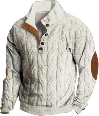 Generic Sweat &agrave; capuche pour homme - Haut &agrave; manches longues - Imprim&eacute; &eacute;cossais - Bouton - Tendance - D&eacute;contract&eacute; - Confortable et ample - Pull de No&euml;l pour ho