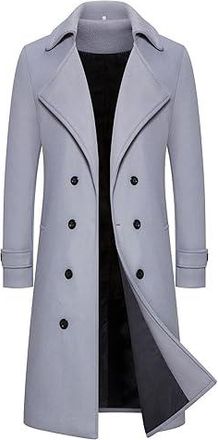 Generic Manteau Homme Hiver Trench Coat Laine Parka Duffle Caban Long Cardigan Automne Outwear avec Revers D&eacute;contract&eacute; Pardessus Grande Taille Veste n11