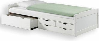 IDIMEX Lit fonctionnel en pin andrea, 90 x 200 cm, lasuré blanc