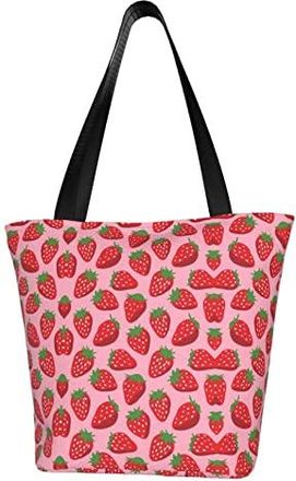 AOOEDM Sac d&eacute;picerie r&eacute;utilisable rose fraise sac &agrave; provisions sac &agrave; bandouli&egrave;re d&eacute;contract&eacute; sac &agrave; main pour hommes femmes sac de march&eacute; ECO sac de plage fou