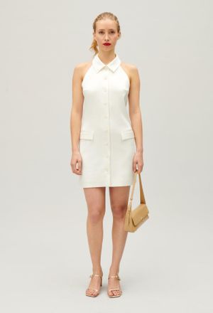 Claudie Pierlot Robe courte satinée écrue