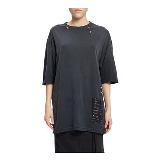 Ann Demeulemeester Bequemes T-Shirt mit Bedruckten Patches - - Tops - Damen - Schwarzk - S